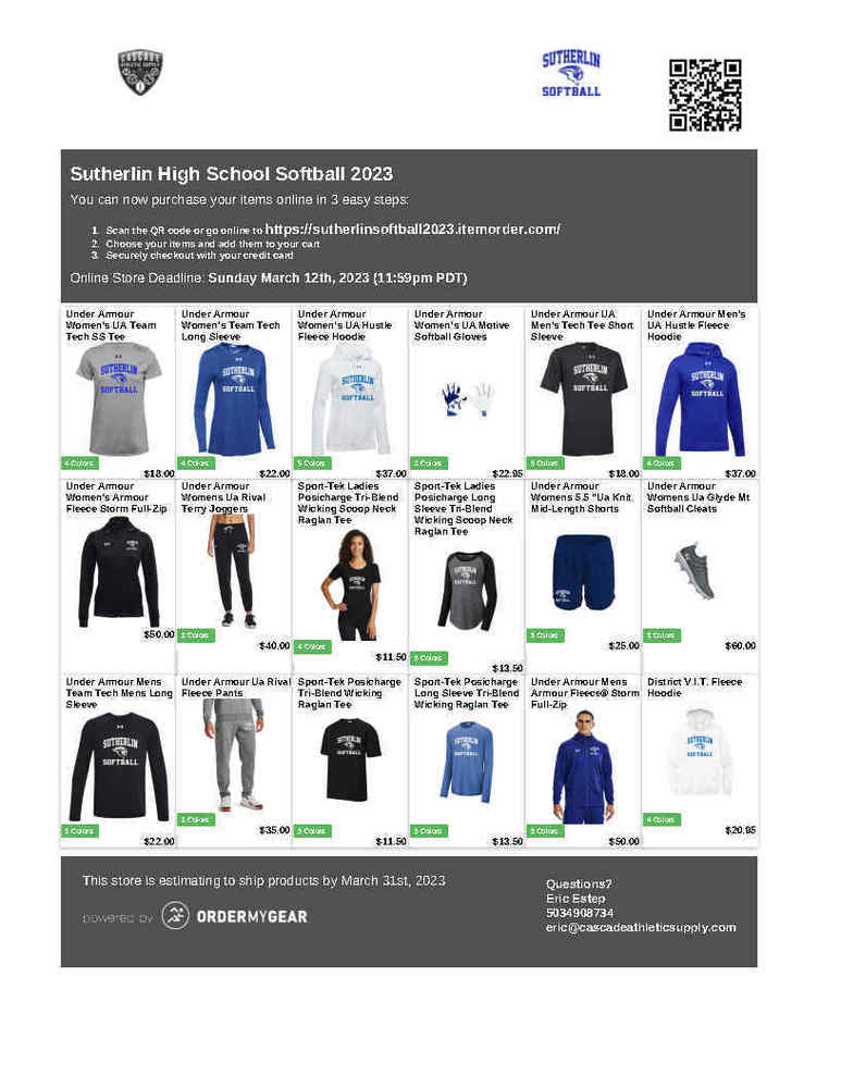 Get your Sutherlin spring sports gear! | Sutherlin High School