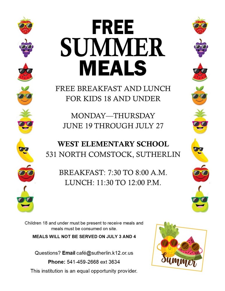 Summer Food Program | Sutherlin High School